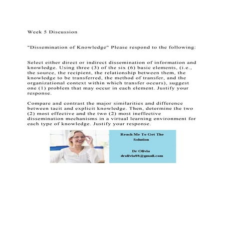 Week 5 DiscussionDissemination of Knowledge Please respond.docx