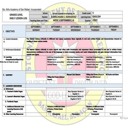 WEEK 5 DLL ENGLISH 5 ENGLISH 5 DLL FOR ENGLISH | DOCX