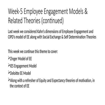Employee Engagement Models and theories. | PPT