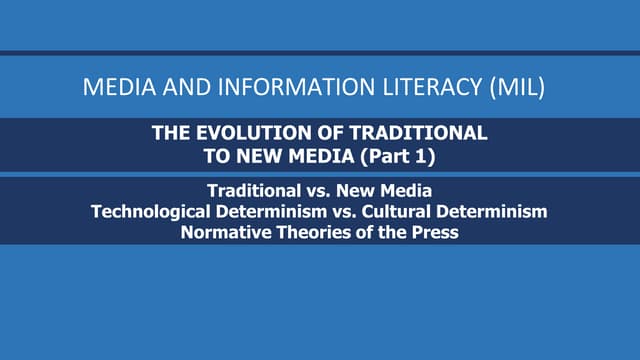 MIL Lesson 2 The Evolution of Traditional to New Media | PPTX