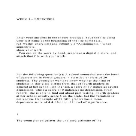 WEEK 5 – EXERCISES Enter your answers in the spaces pr.docx