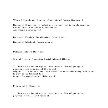Week 5 Handout Content Analysis of Focus Groups 1 Resea.docx