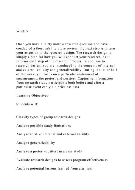 Week 5 Once you have a fairly narrow research question and | PDF Week 5 Once you have a fairly narrow research question and | PDF