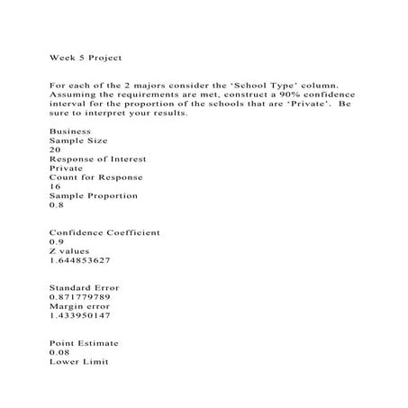 Week 5 ProjectFor each of the 2 majors consider the ‘School .docx