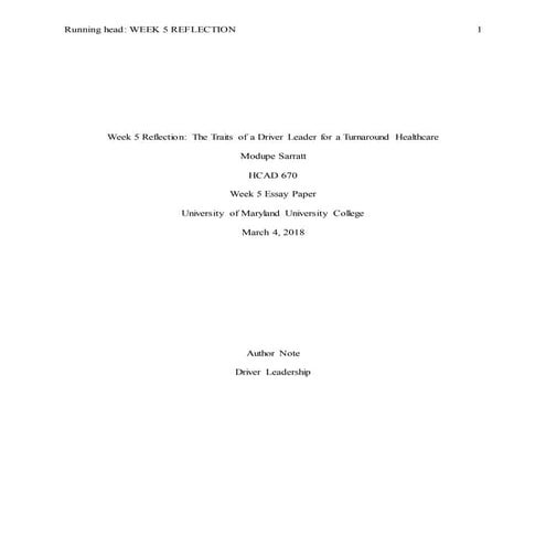 Week 5 reflection essay paper (2) | DOCX