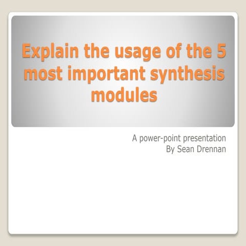 Introduction to Music Production week 6 assignment | PPT