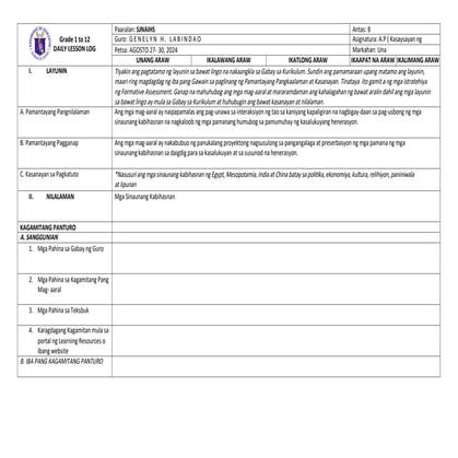 week 6.docx banghay aralin sa araling panlipunan | PPT