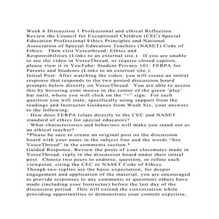 Week 6 Discussion 1 Professional and ethical ReflectionReview th.docx