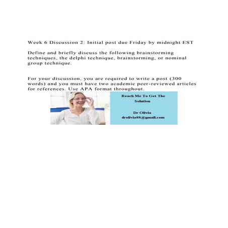 Week 6 Discussion 2 Initial post due Friday by midnight EST.docx