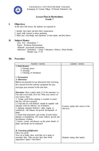 TLE-DLL-Q4-W1.docx..... Tle cookery 9, Fourth Quarter | DOCX | Agriculture | Industries