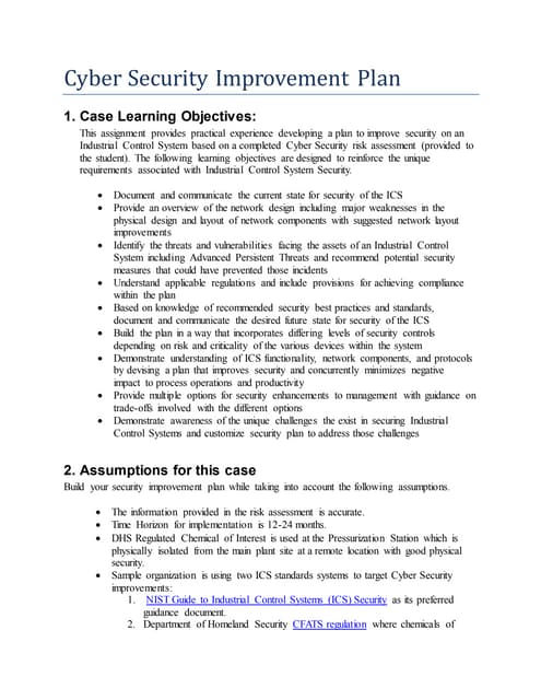Cyber Security Improvement Plan | PDF Cyber Security Improvement Plan | PDF