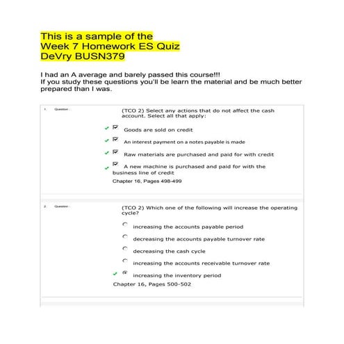 DeVry BUSN379 Week 7 homework es sample | PDF
