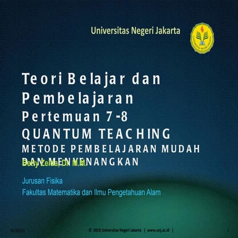 Teori Belajar dan Pembelajaran (7 - 8) -quantum-teaching-slide | PPT