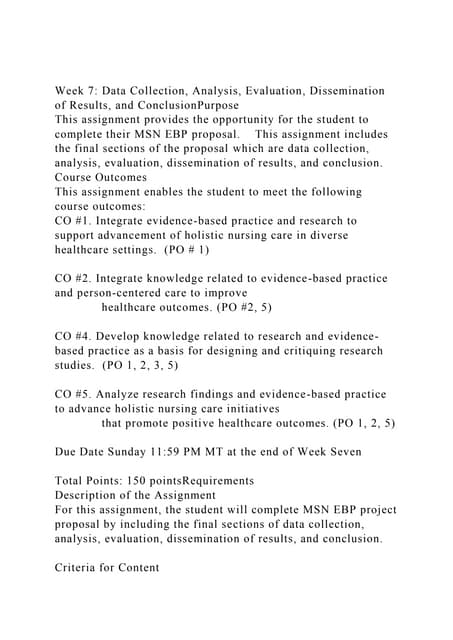 Week 7 Data Collection Analysis Evaluation Dissemination Of Redocx