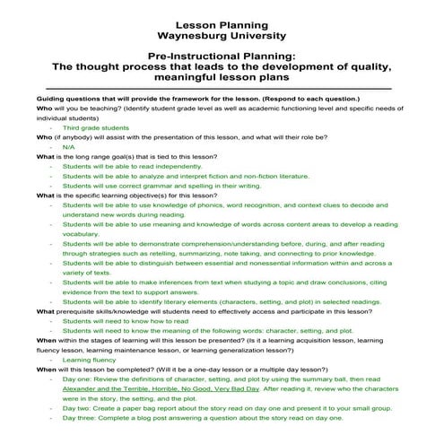 Week 7 lesson plan | PDF