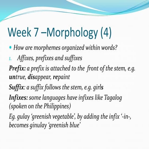 Week 7 –morphology (part 5) | PPT