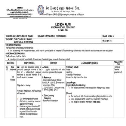 WEEK 7 lesson plan in science about chemistry | PPT