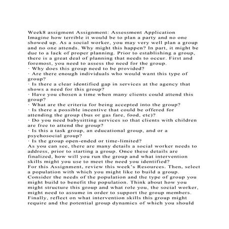Week8 assigment Assignment Assessment Application Imagine how t.docx