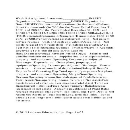 Week 8 Assignment 1 Answers Insert Organization Name Docx