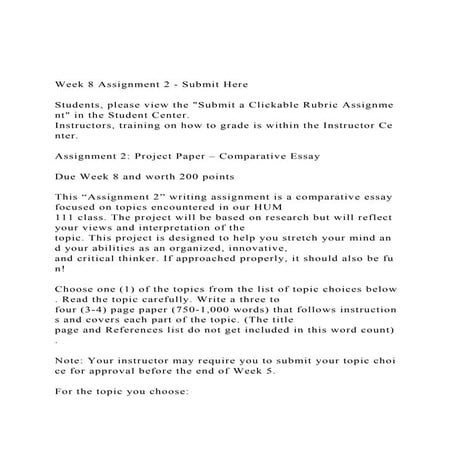Week 8 Assignment 2 ­ Submit HereStudents, please view the.docx | Resume Writing and Advice ...