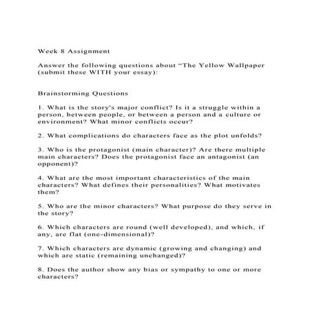 Week 8 AssignmentAnswer the following questions about The Y.docx