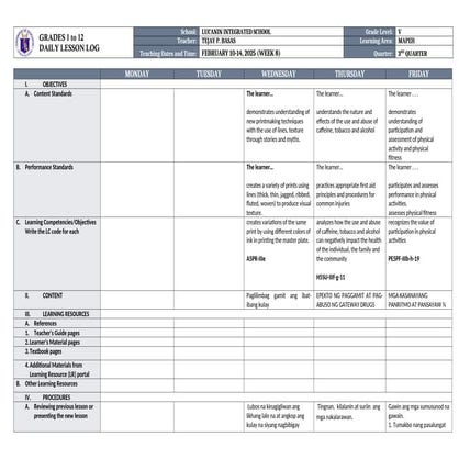WEEK 8 DLL MAPEH 5.docxc bccbdkffjfjjkkcnnxc | DOCX