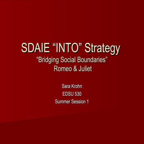 SDAIE "INTO" Strategy Presentation | PPT