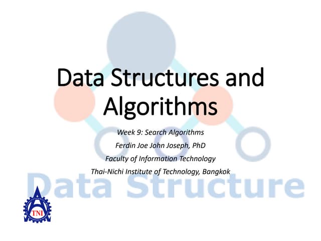 Data Structures And Algorithm Week 9 Search Algorithms Ppt 8454