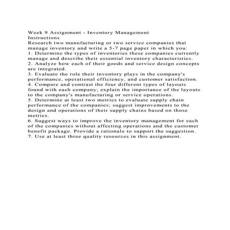 Week 9 Assignment - Inventory ManagementInstructionsResearch t.docx