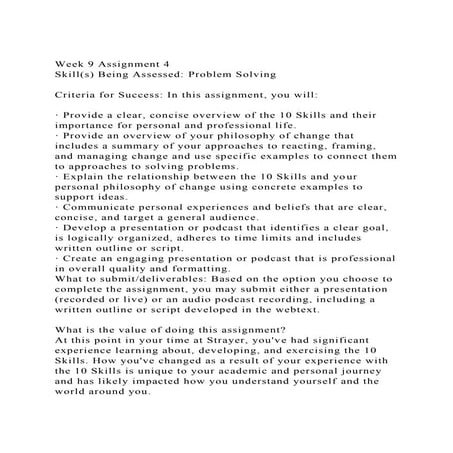 Week 9 Assignment 4Skill(s) Being Assessed Problem Solving .docx