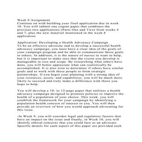 Week 9 AssignmentContinue on with building your final applicatio.docx