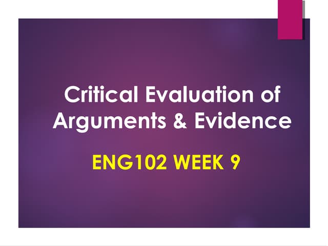 Evaluating arguments lesson2 | PPTX