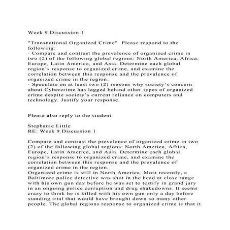 Week 9 Discussion 1Transnational Organized Crime Please res.docx