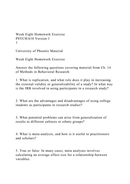Week Eight Homework Exercise Answer the following questions cove.docx