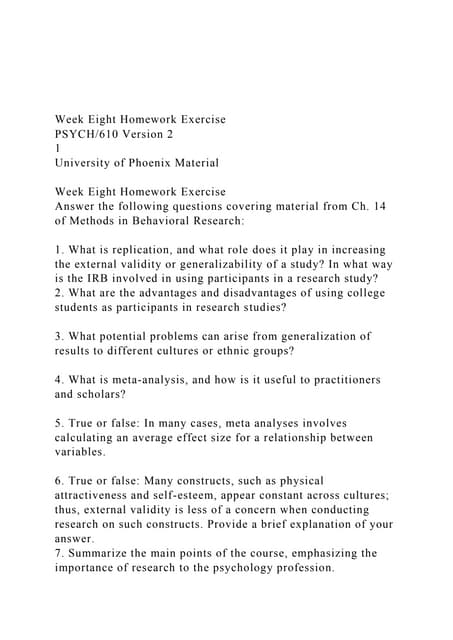 Week Eight Homework Exercise Answer the following questions cove.docx