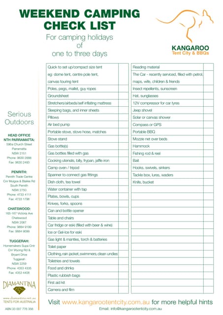 Ultimate Camping Checklist | PDF