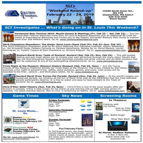 Weekend Round Up Newsletter - February 22 - 24, 2019 | PDF | Alcoholic ...