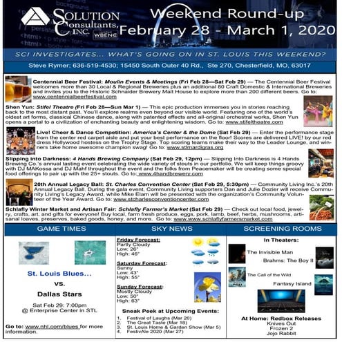 Weekend Round Up Newsletter - February 28 - March 1, 2020 | PDF