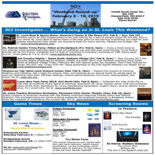 Weekend round up newsletter - february 8 - 10, 2019 | PDF
