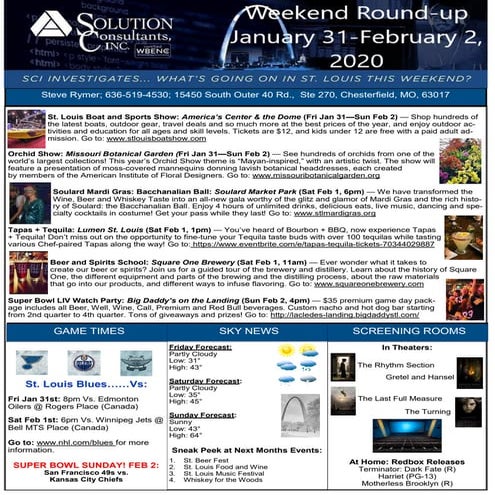 Weekend Round Up Newsletter - January 31 - February 2, 2020 | PDF