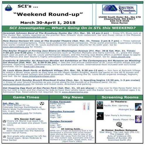 Weekend Round up newsletter - Mar. 30-Apr. 1, 2018 | PDF