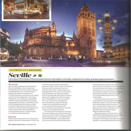 Ultimate Weekend Spain: Seville in Sunday Times Travel Magazine Sept 18 ...