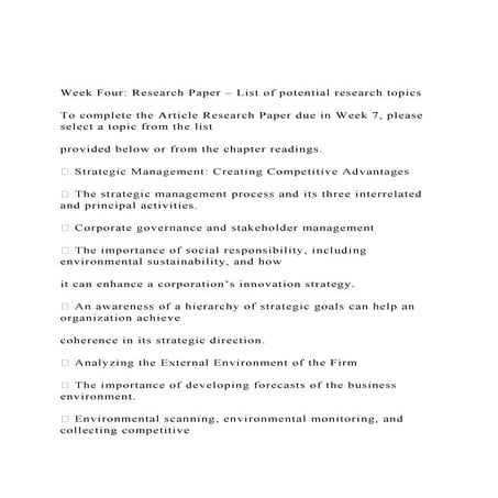 Week Four Research Paper – List of potential research topics .docx