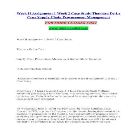 Week II Assignment 1 Week 2 Case Study Experience Tradition/tutorialoutletdotcom | PDF