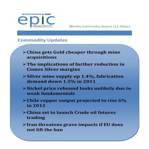 WEEKLY COMMODITY REPORT BY EPIC RESEARCH-23 APRIL 2012 | PDF