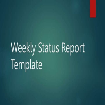 Weekly Status Report Template for Software Development Projects | PPTX