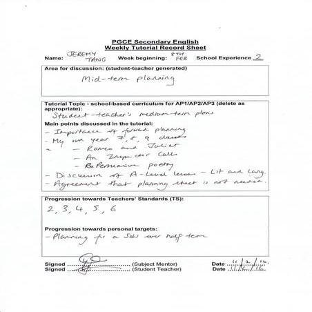 Weekly tutorial record - General issues | PDF