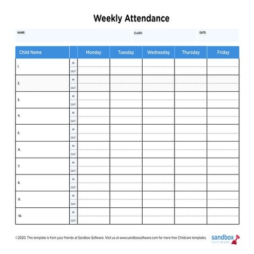 Weekly Attendance Sheet | PPT