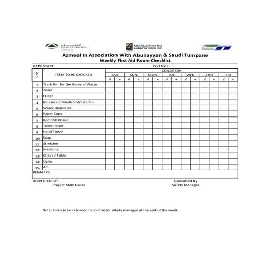 Weekly air compressor check list | PDF