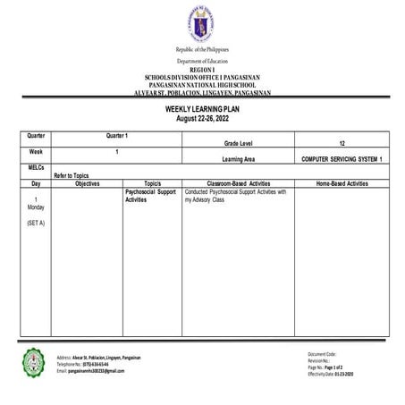 Weekly Learning Plan - Week 1- CSS.docx